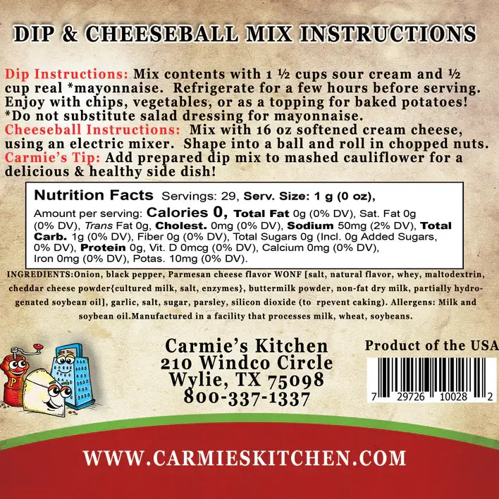 Carmie's Peppercorn Parmesan Dip Mix – A Fern and a Feather General Store