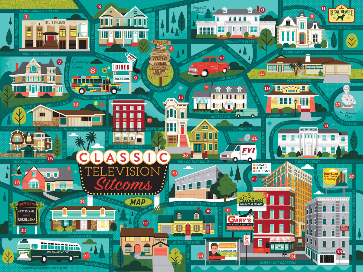 Classic Television Sitcoms Map Puzzle – A Fern and a Feather General Store